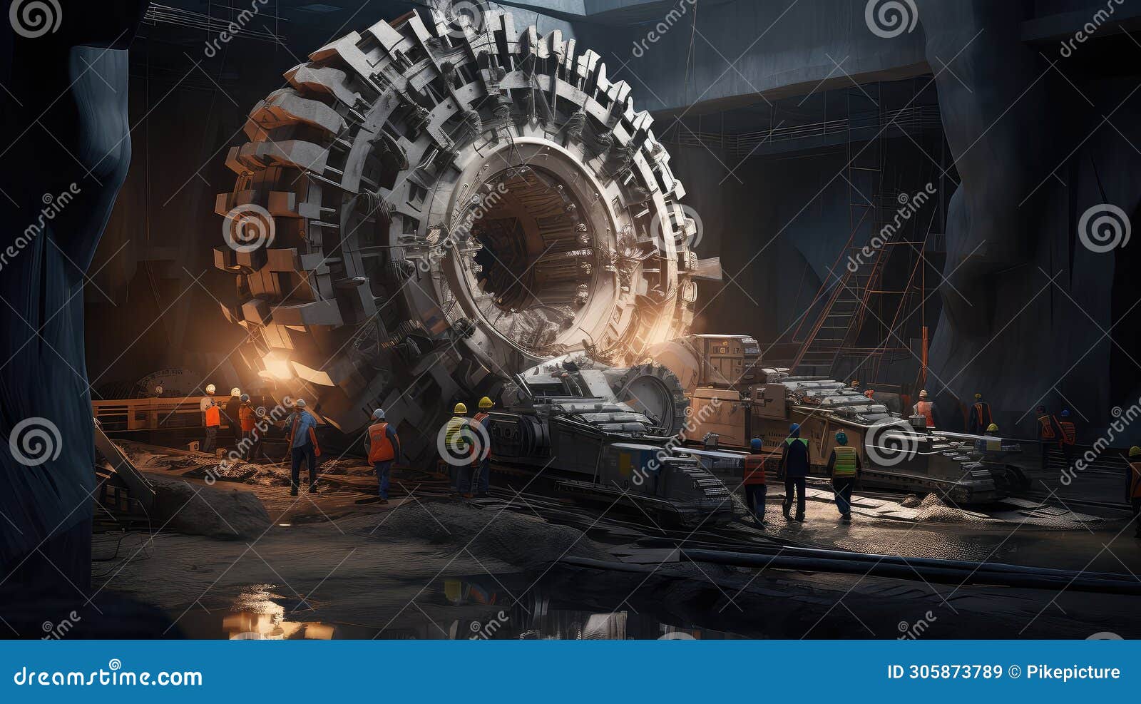 Construction Boring Tunnel Machine Stock Illustration - Illustration of ...