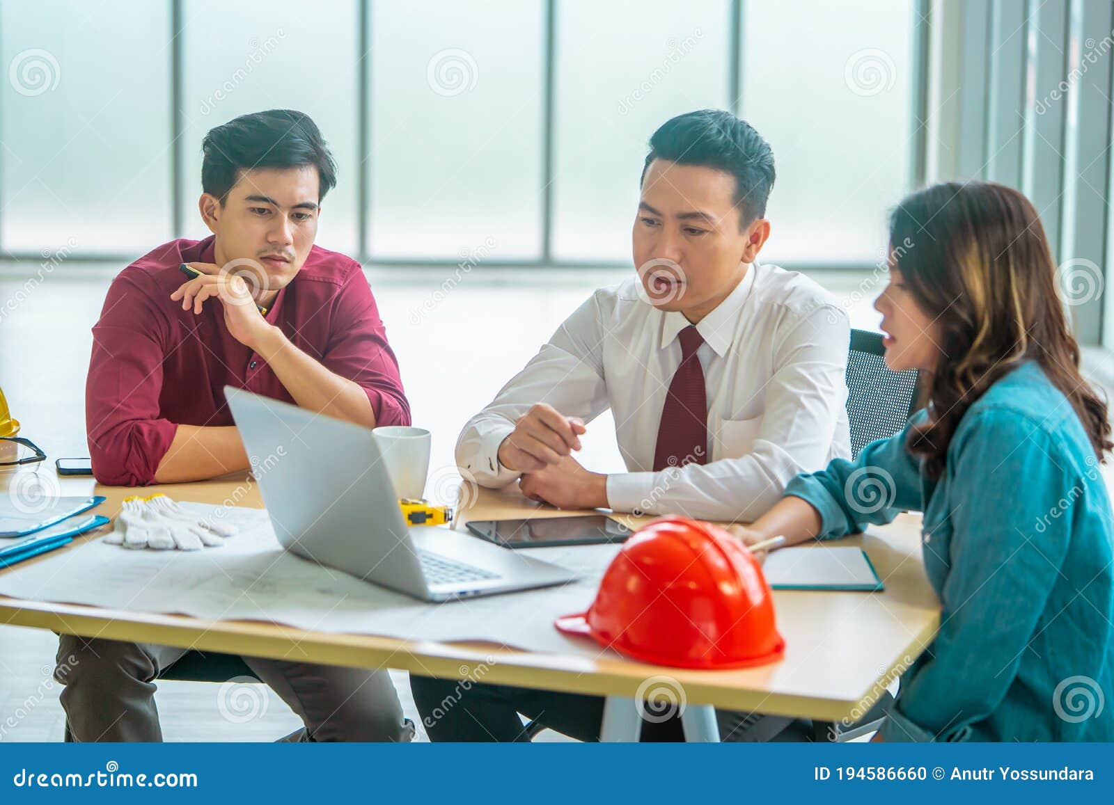Boss with Business Man Engineer and Architect is Discussing on Working ...