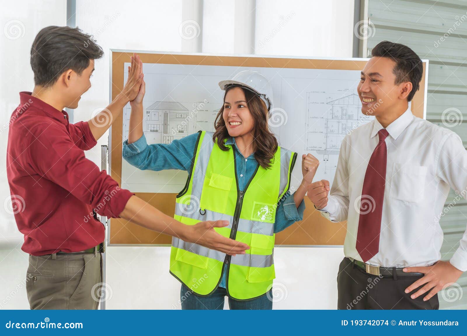 Construction Boss Congratulating His Team for Successful Project ...