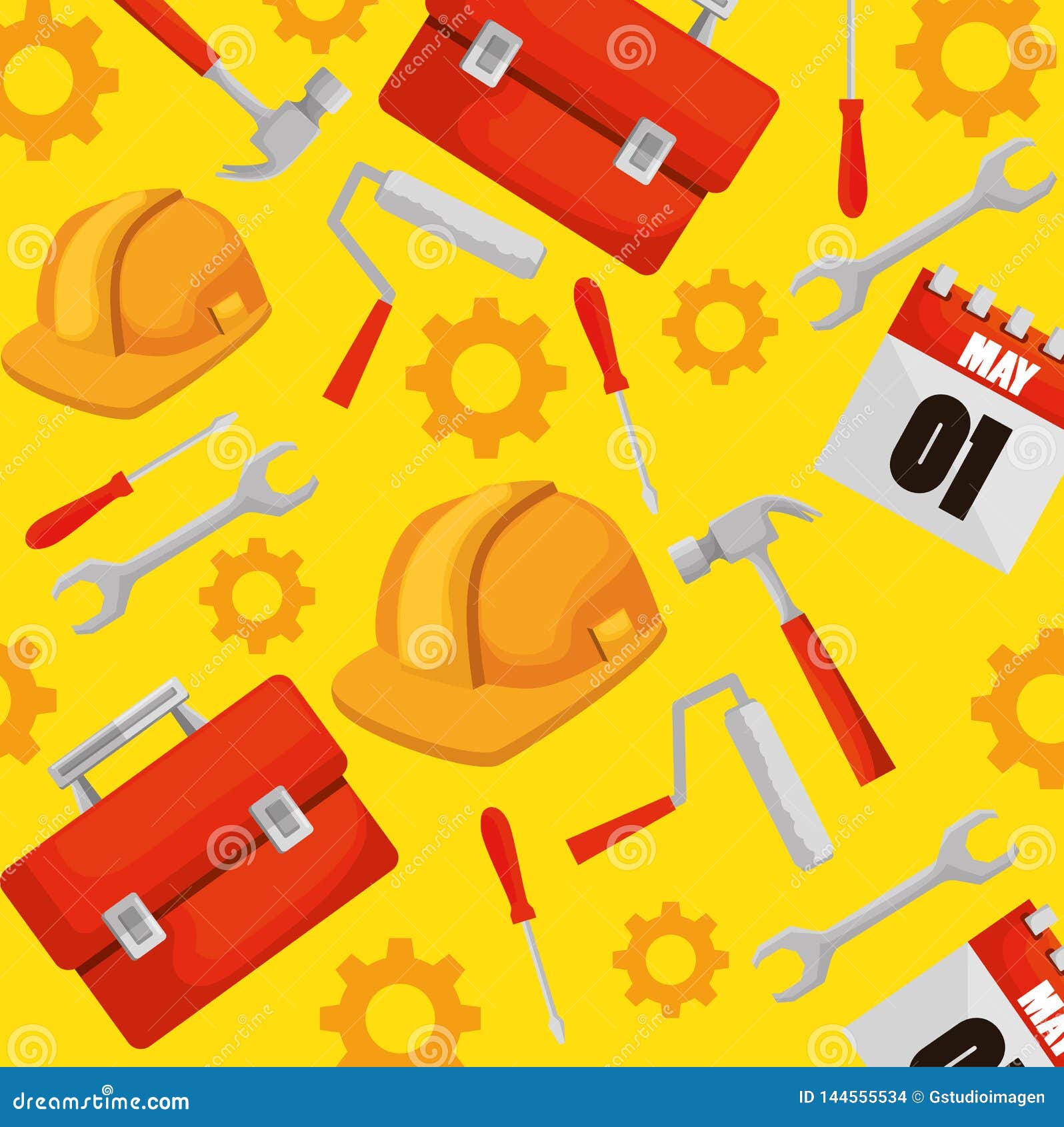 Construction Box with Professional Tools Background Stock Vector ...