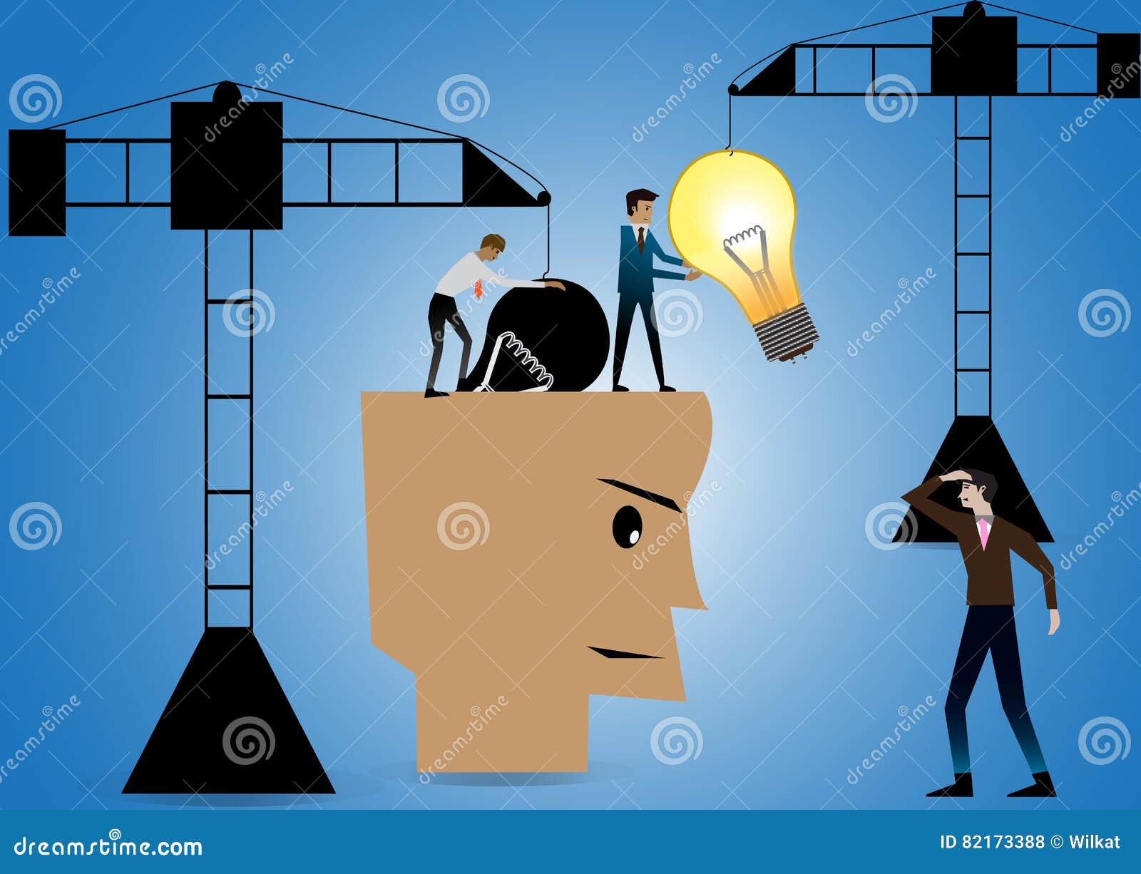 The Construction Brain Illustration Holds A Bolt Cartoon Vector ...