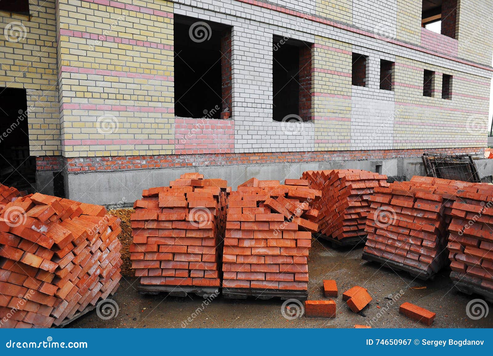 Construction of Brick House Stock Image - Image of apartment, wall ...