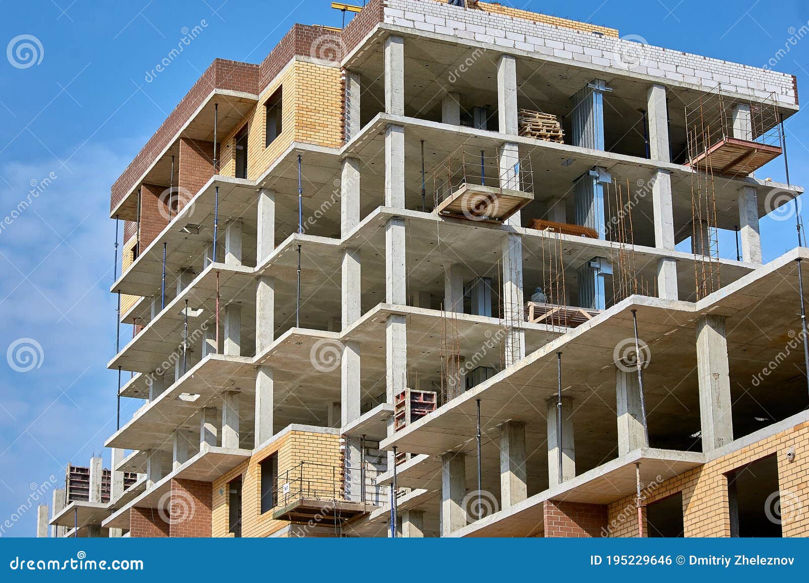 Construction of a Brick-monolithic House Stock Photo - Image of ...