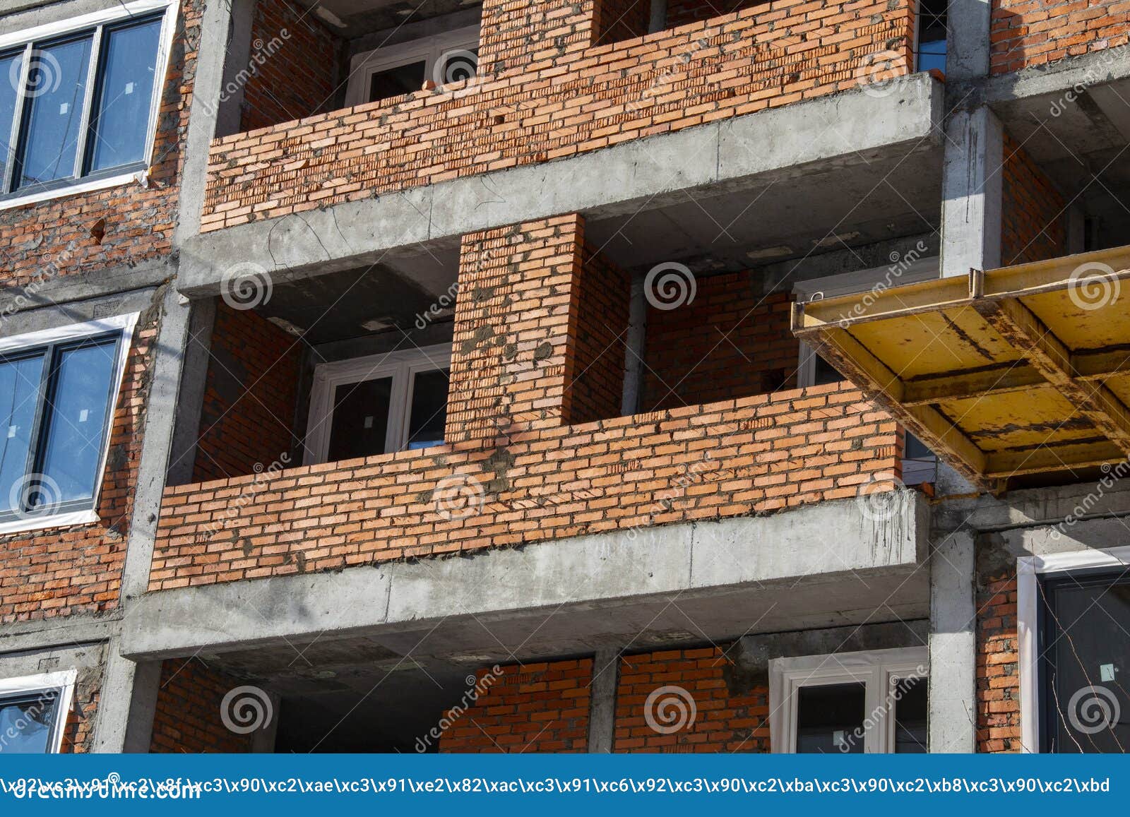 Construction of a Brick Multi-storey Building Stock Image - Image of ...