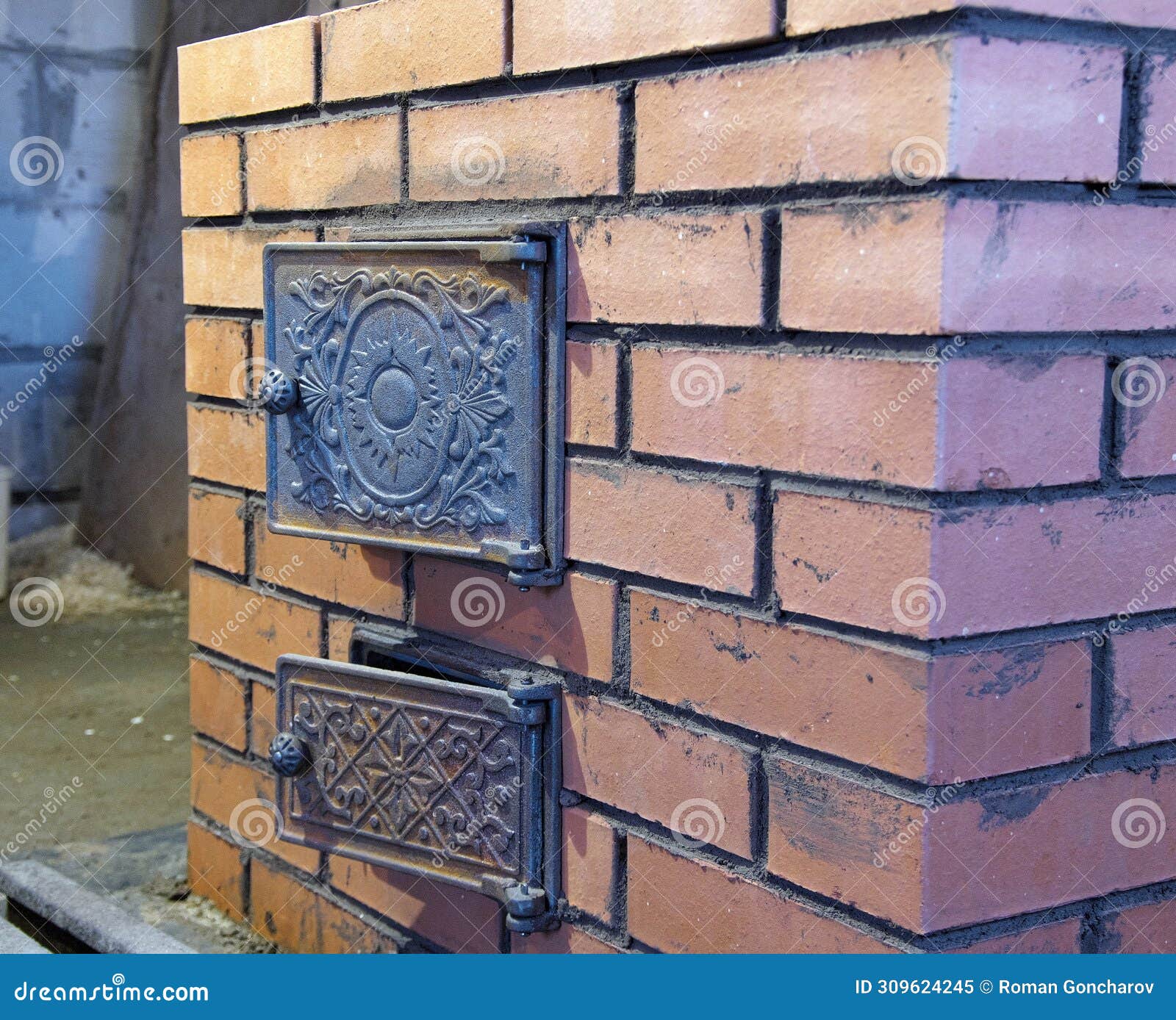 Construction of Brick Ovens. Brick Stove for Sauna Stock Image - Image ...
