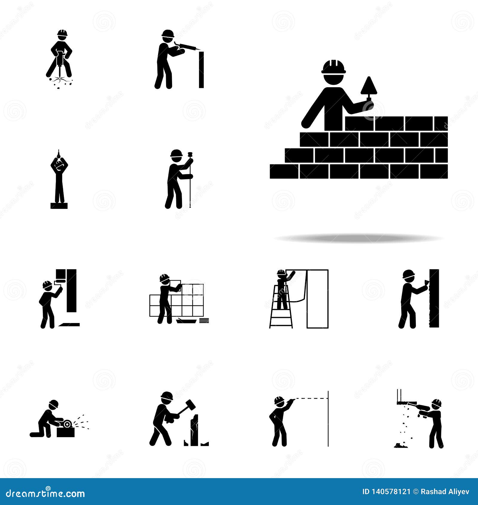 Construction, Bricks Worker Icon. Construction People Icons Universal ...