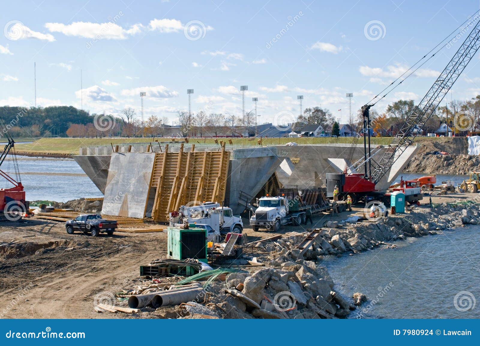 Construction of Bridge stock photo. Image of dirt, cranes - 7980924