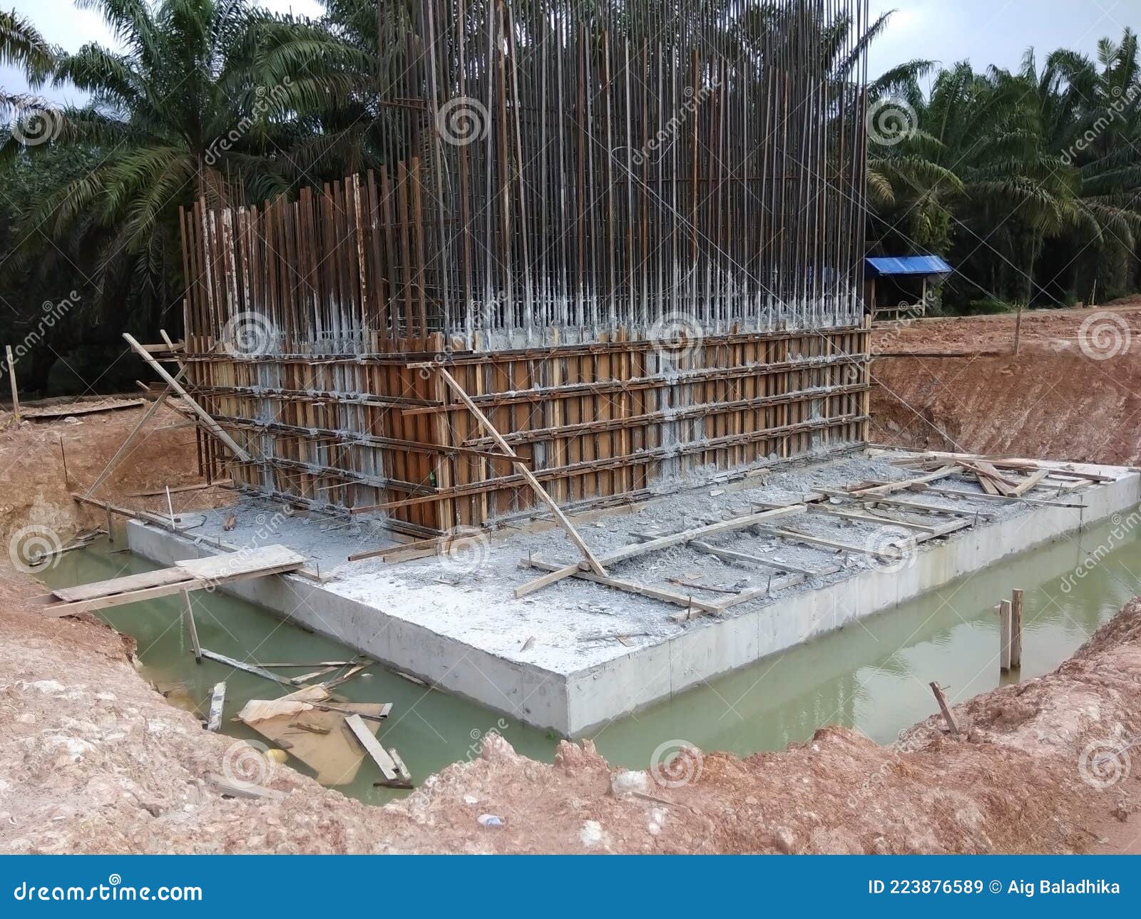 The Construction of the Bridge Abutment Stock Image - Image of garden ...