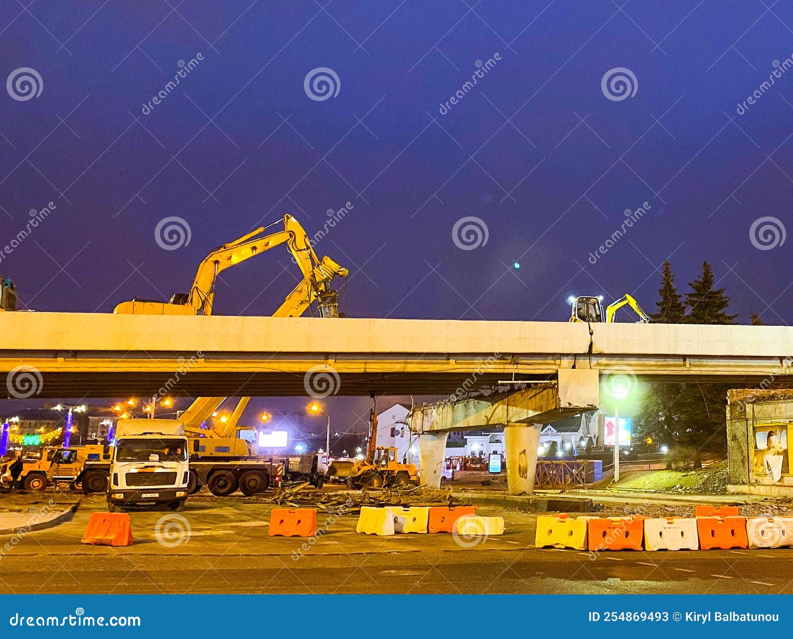 Construction of a Bridge in the City Center. the Overpass Has Cracked ...