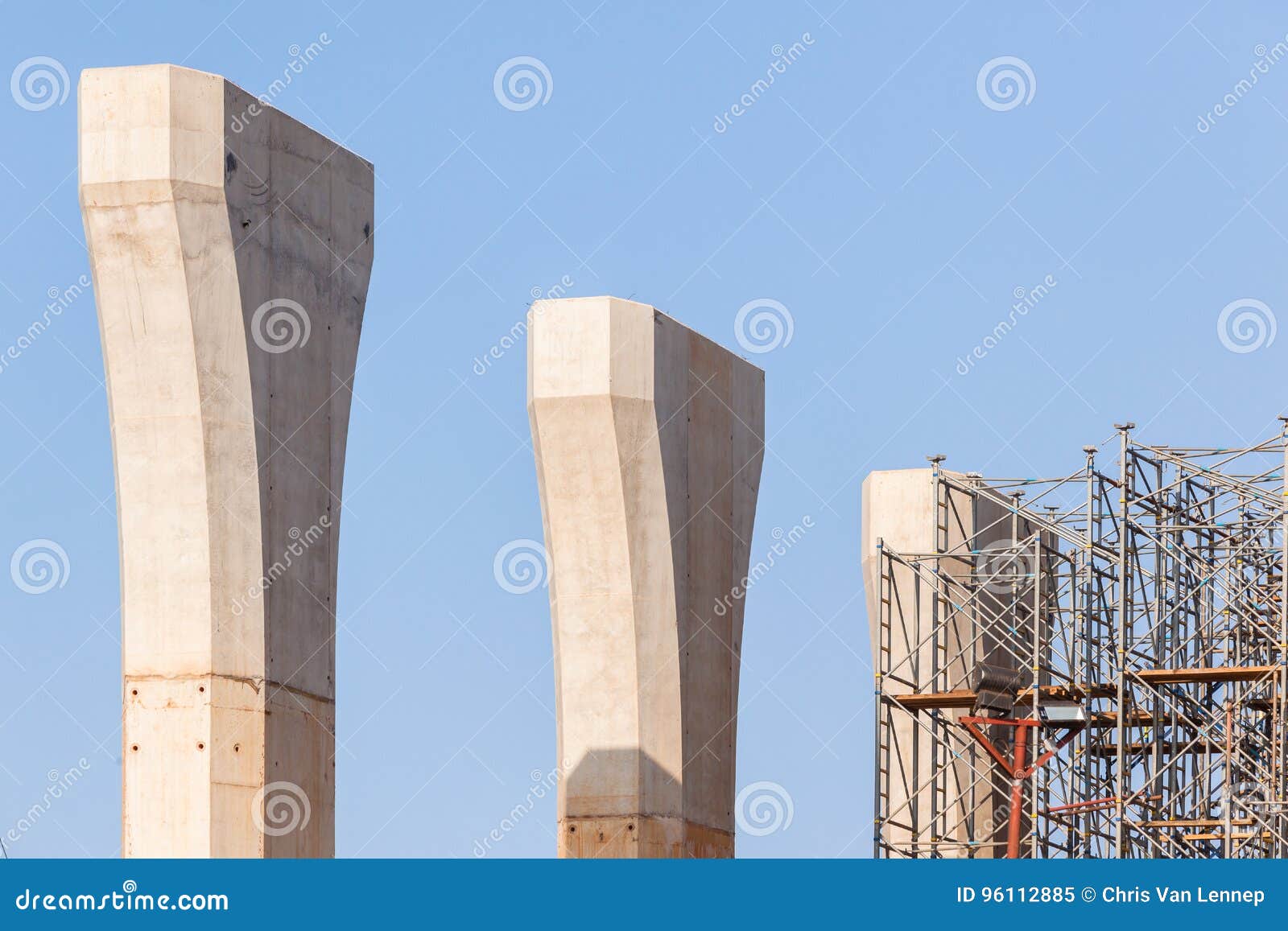 Construction Bridge Concrete Supports Stock Image - Image of roads ...