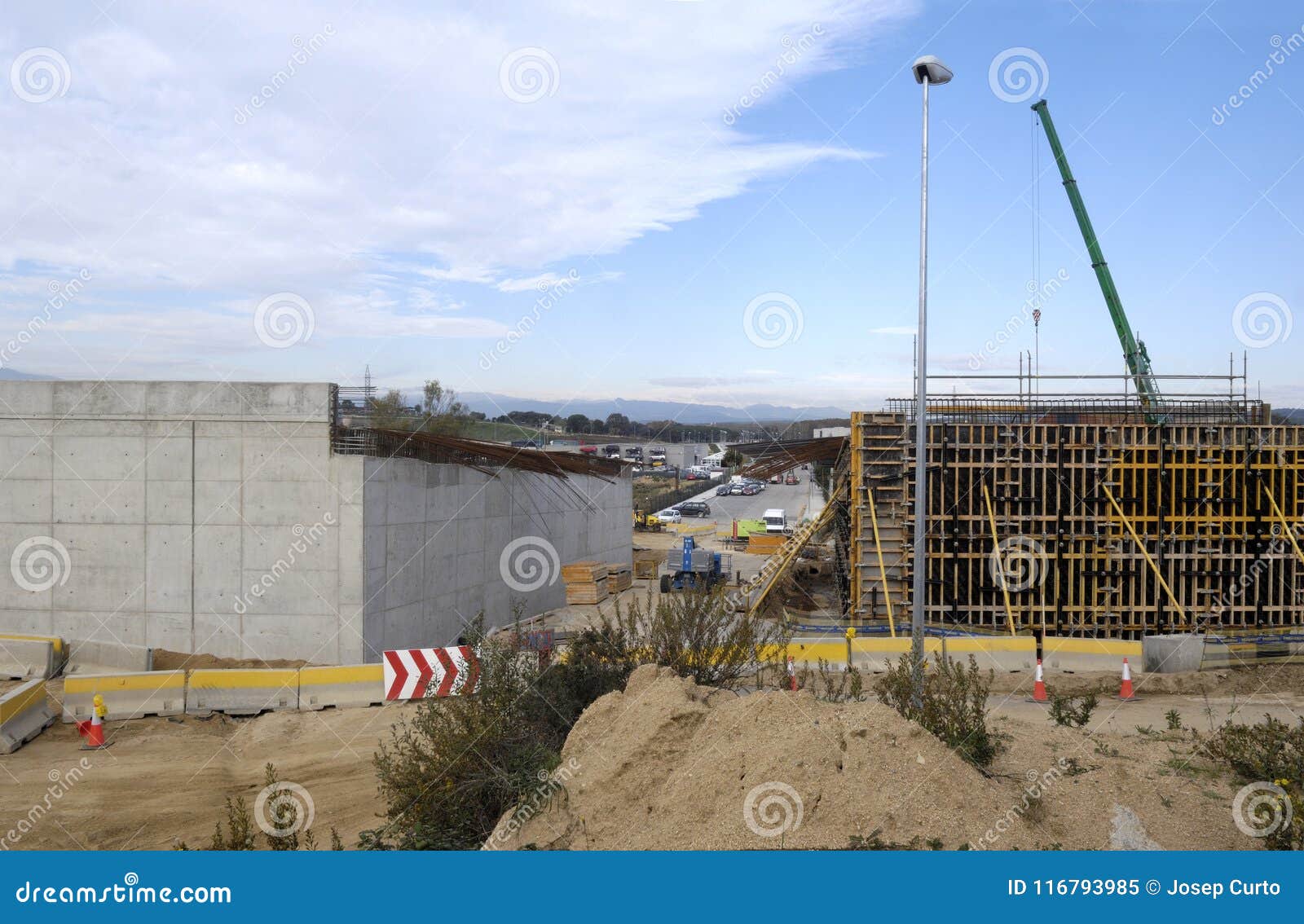 A Construction of a Bridge on the Highway Stock Image - Image of road ...