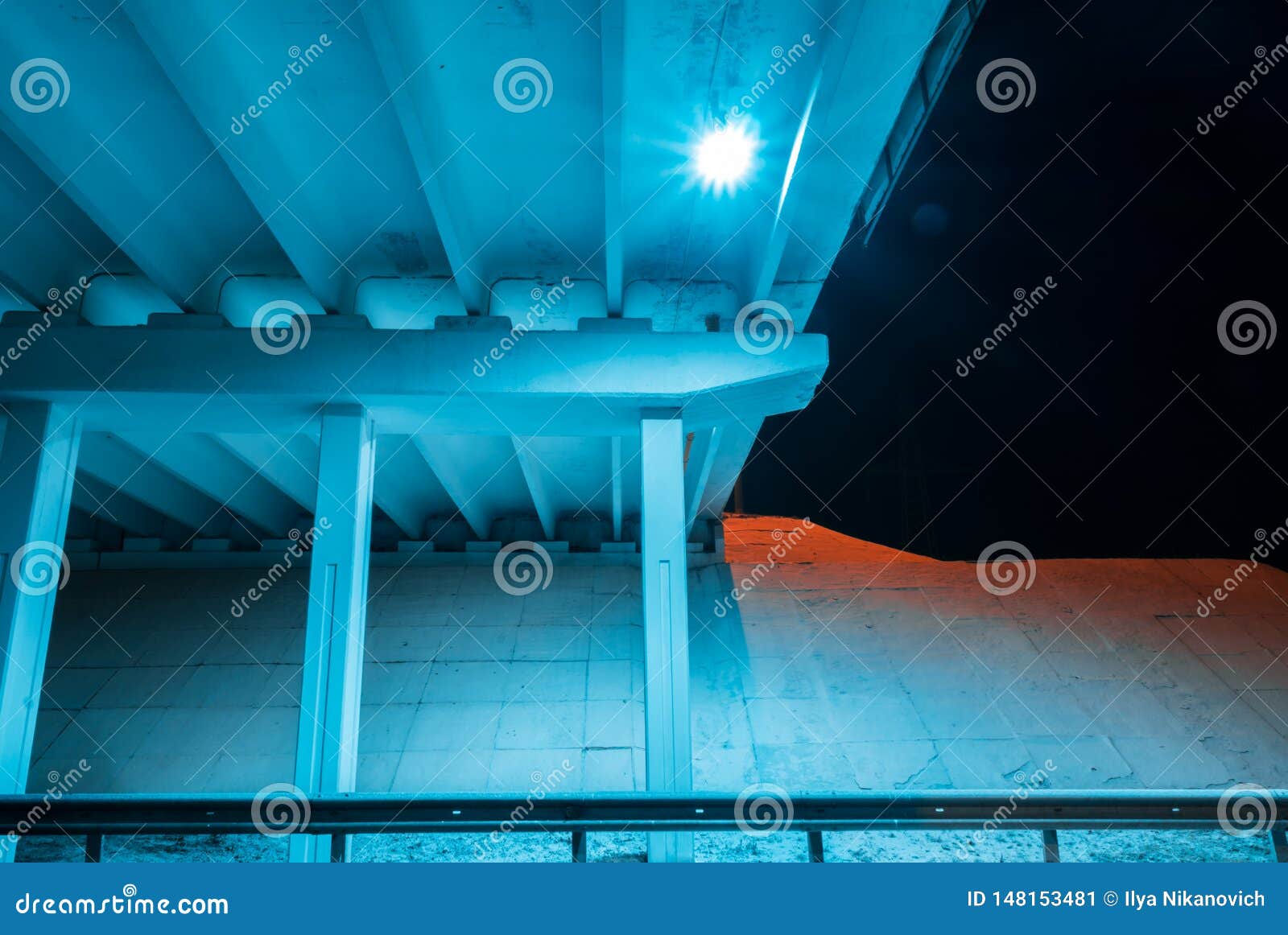 Construction Bridge Light Blue Transportation Night Architecture Stock ...