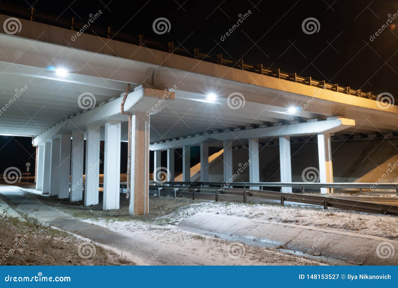 Construction Bridge Light Blue Transportation Night Architecture Stock ...
