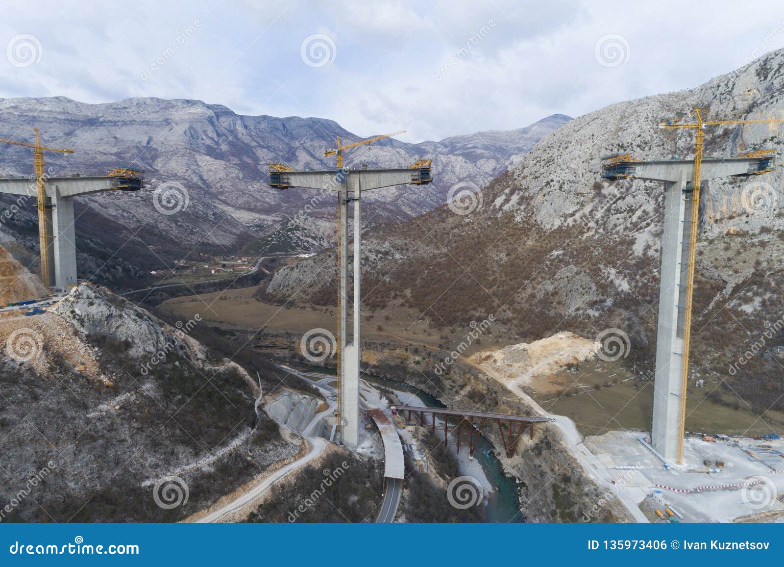Construction of Bridge of a New Highway through the Moraca Canyon in ...