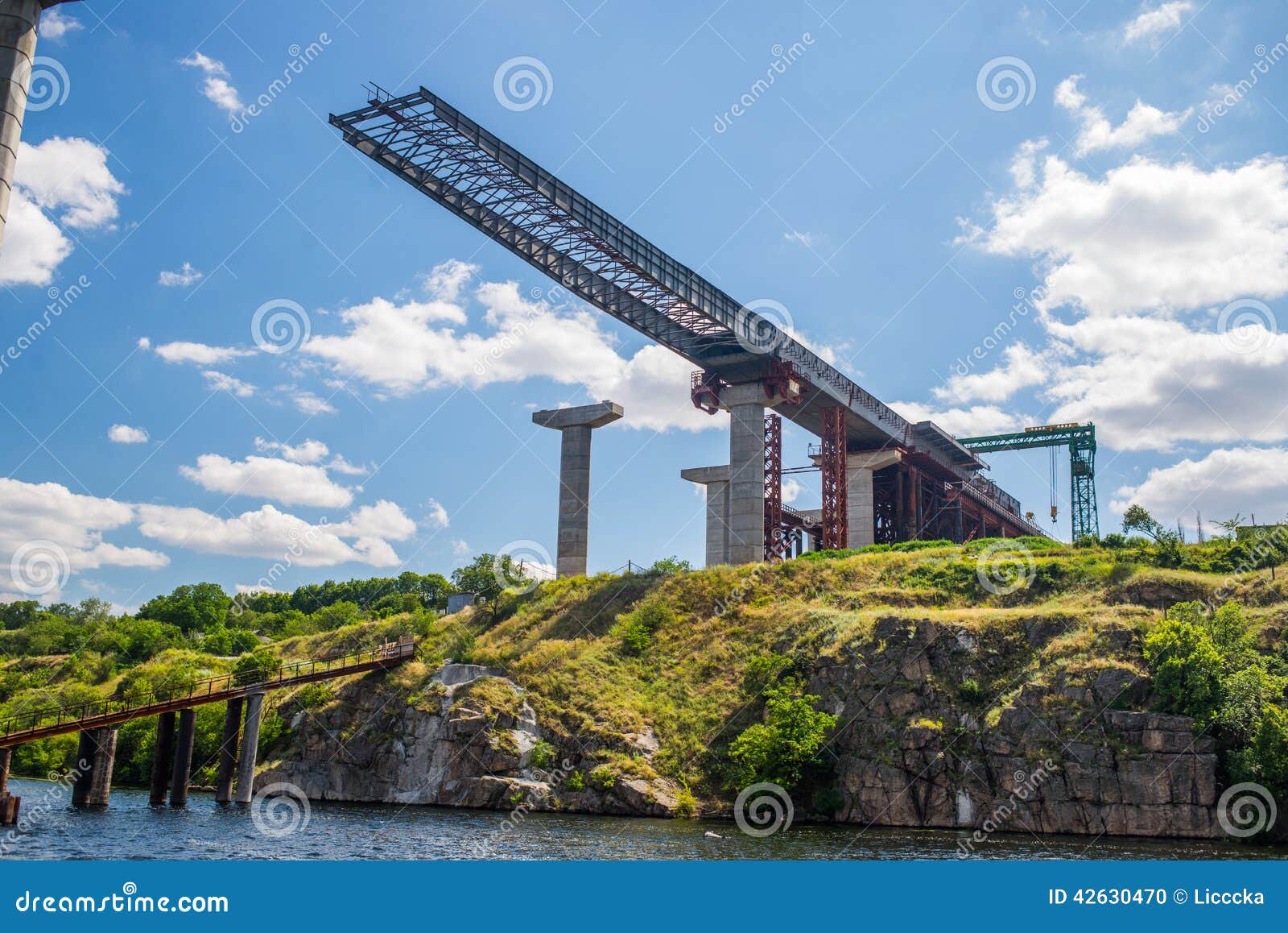 Construction of the Bridge Over the Dnipro Stock Photo - Image of ...