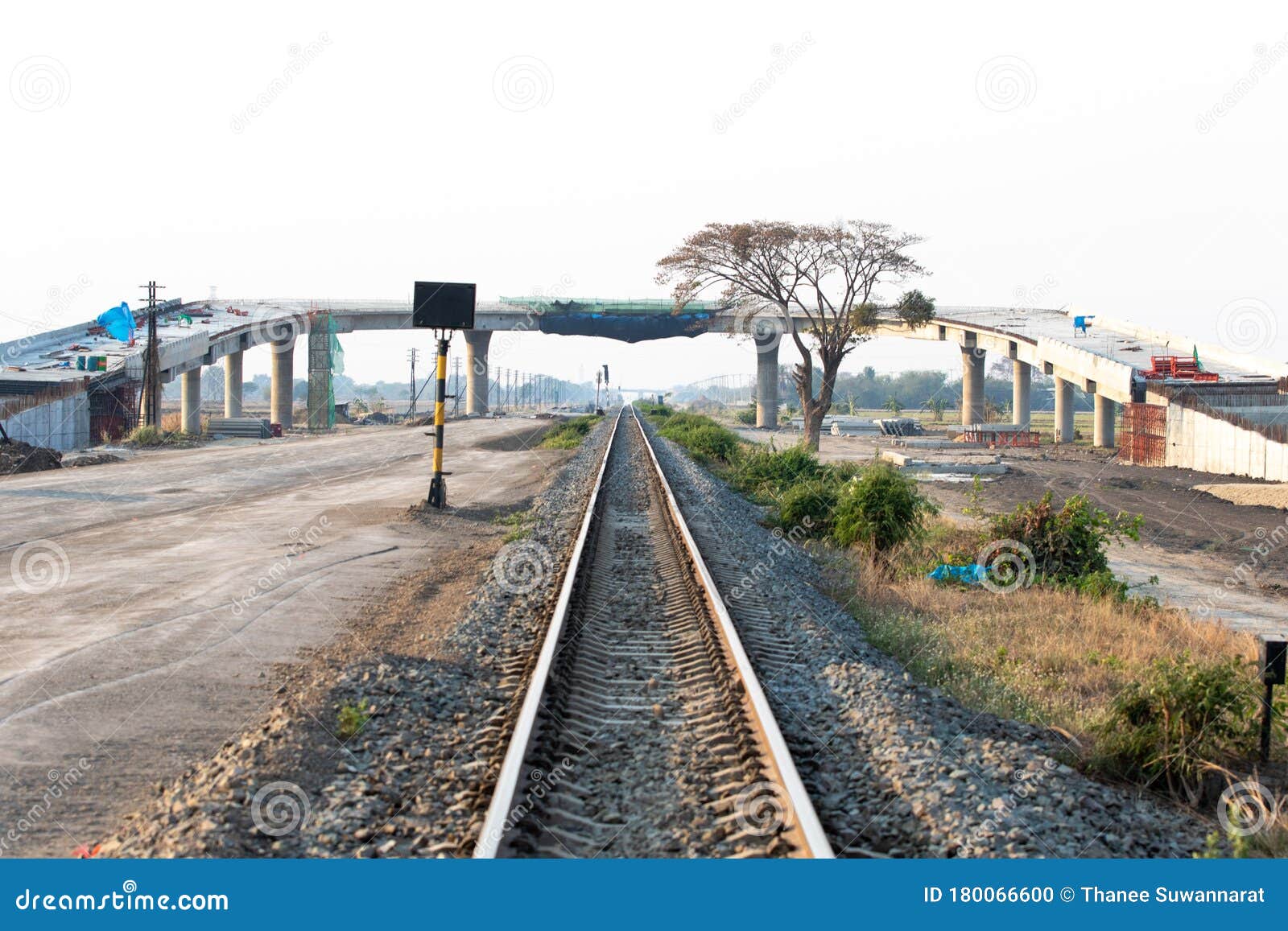 The Construction of a Bridge Over the Railway Path in Thailand Stock ...
