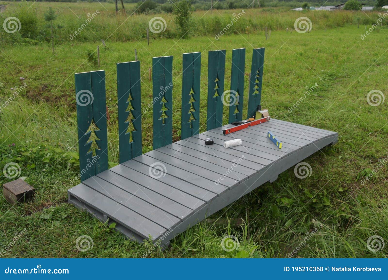 Construction of a Pedestrian Bridge Over the Ditch Stock Photo - Image ...
