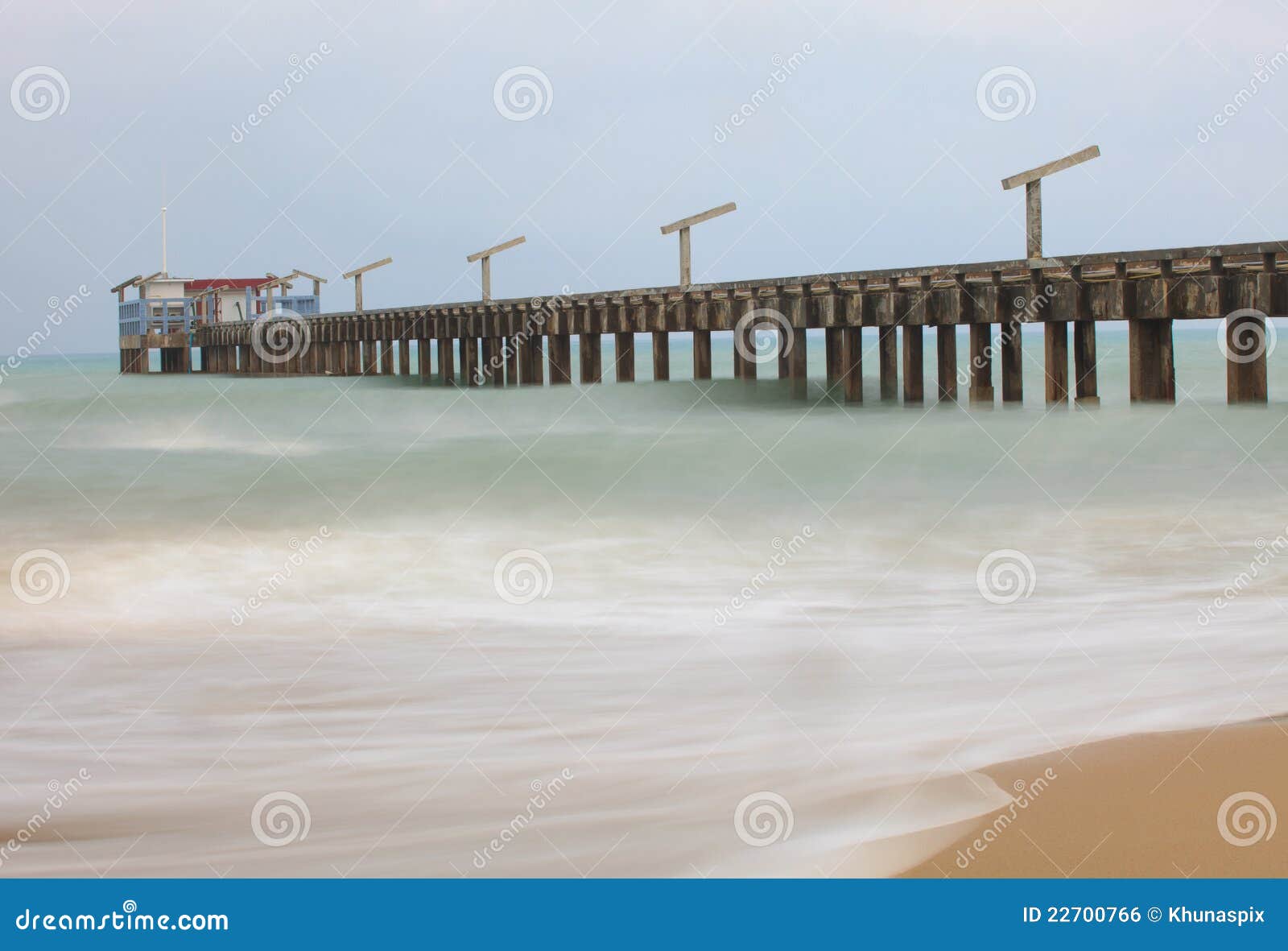 Construction of Bridge in the Sea Stock Photo - Image of beach ...
