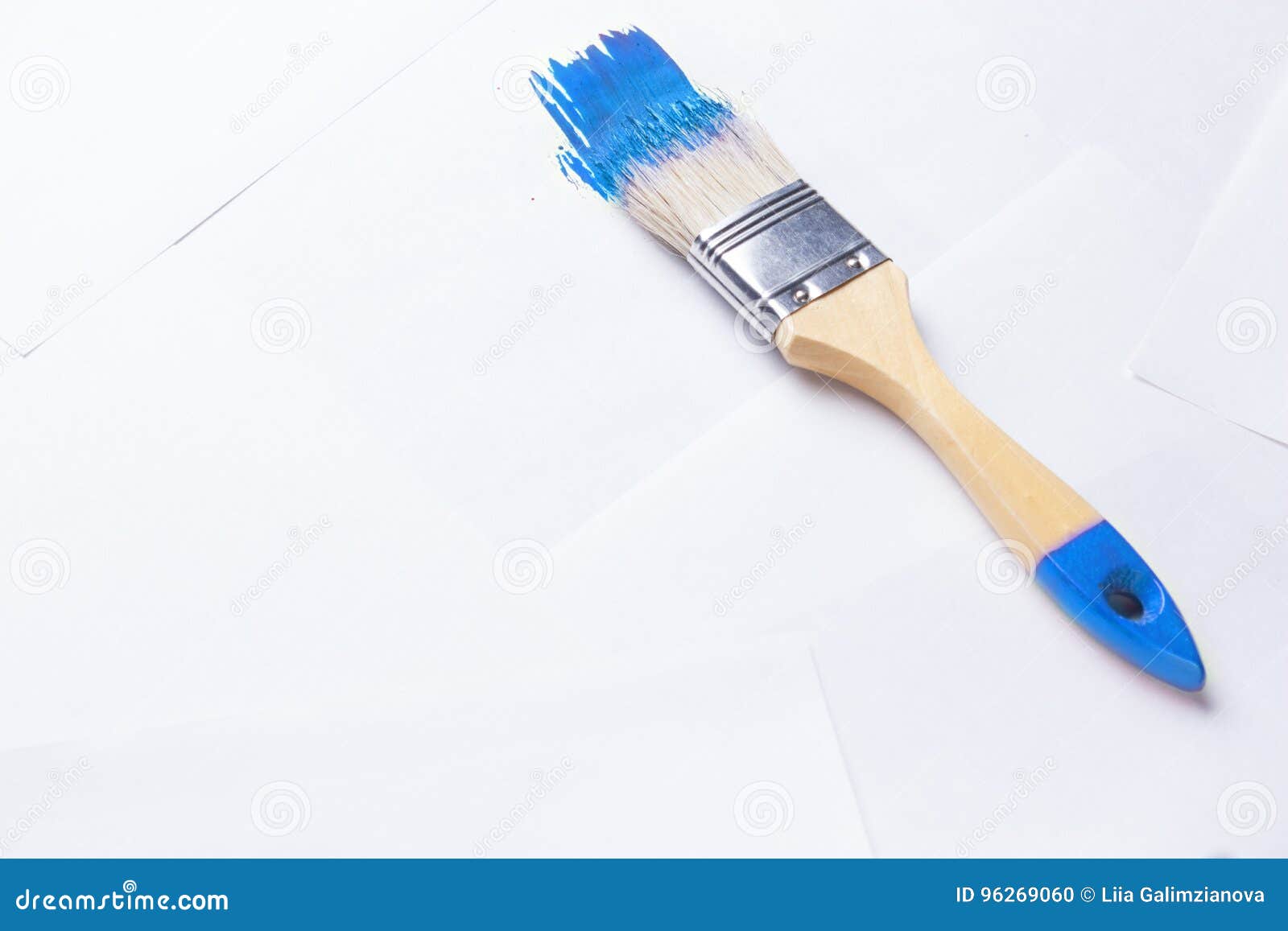 Construction Brush with Red Paint Stock Photo - Image of copy, natural ...
