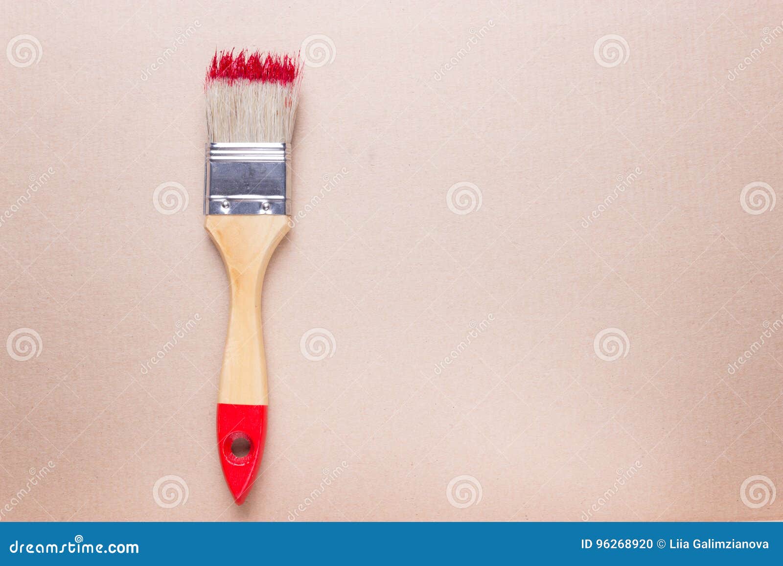 Construction Brush with Red Paint Stock Photo - Image of house, brush ...