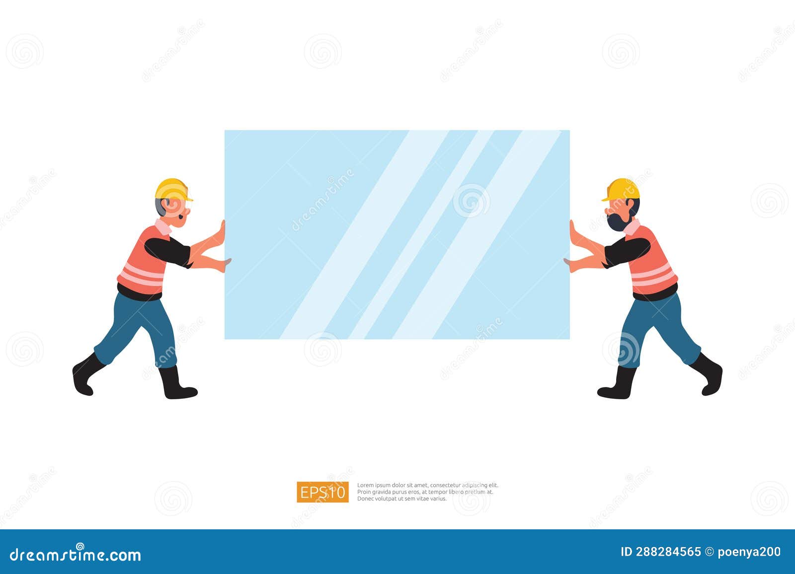 Construction Builder Carry the Glass. Vector Illustration of ...
