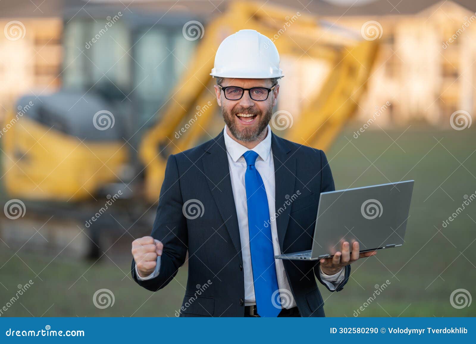 Construction Builder Investor. Man Investor in Front of Construction ...