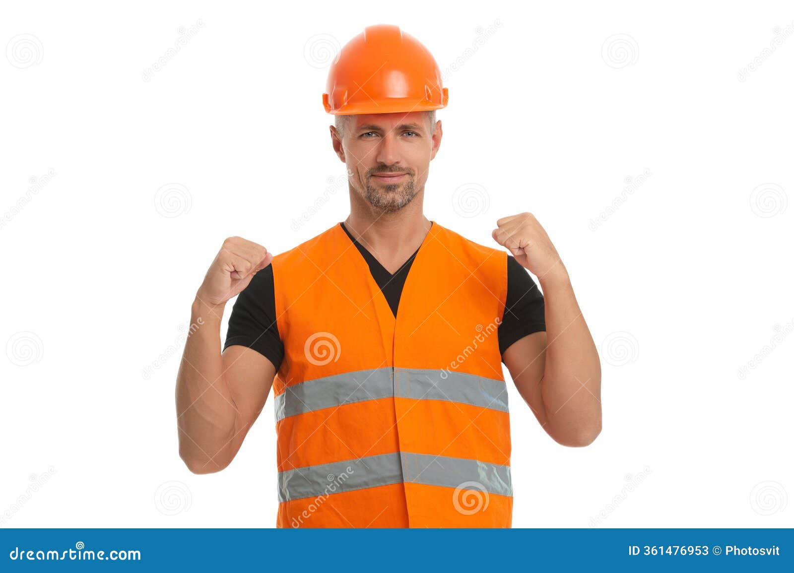 Construction Builder after Successful Work. Civil Engineer Man with ...