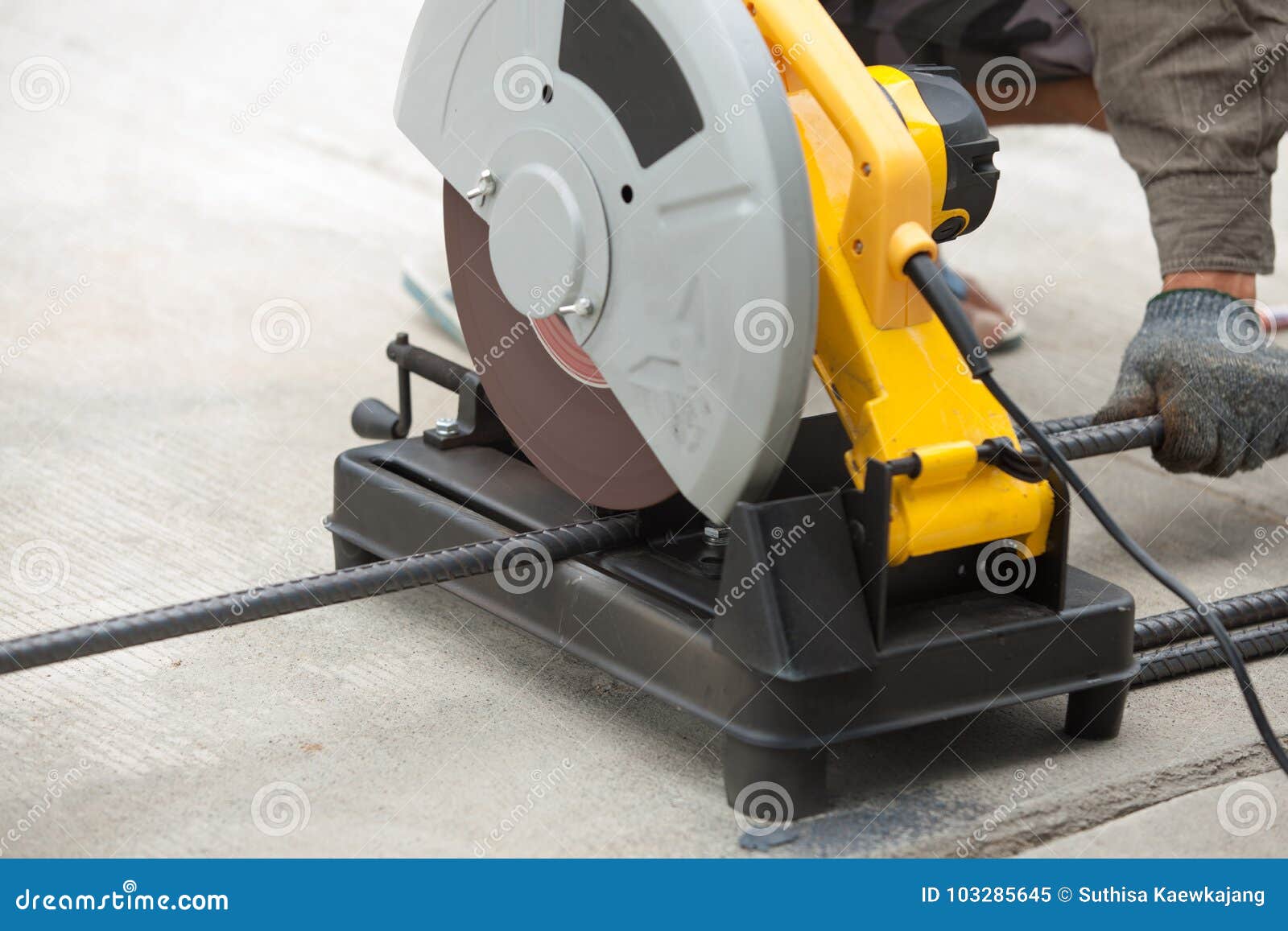 Construction Builder Worker with Grinder Machine Cutting Metal R Stock ...
