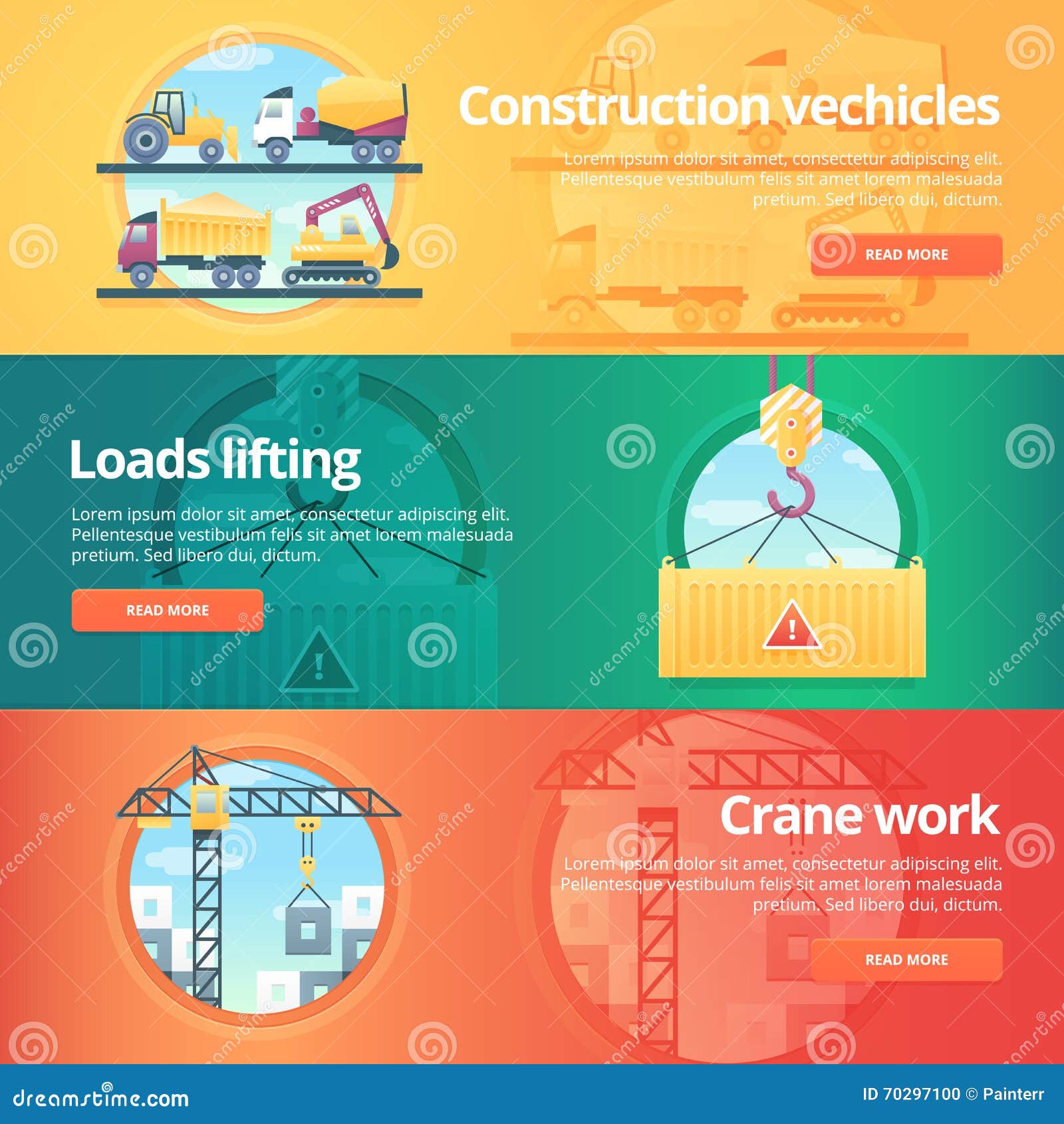 Construction and Building Banners Set. Stock Vector - Illustration of ...