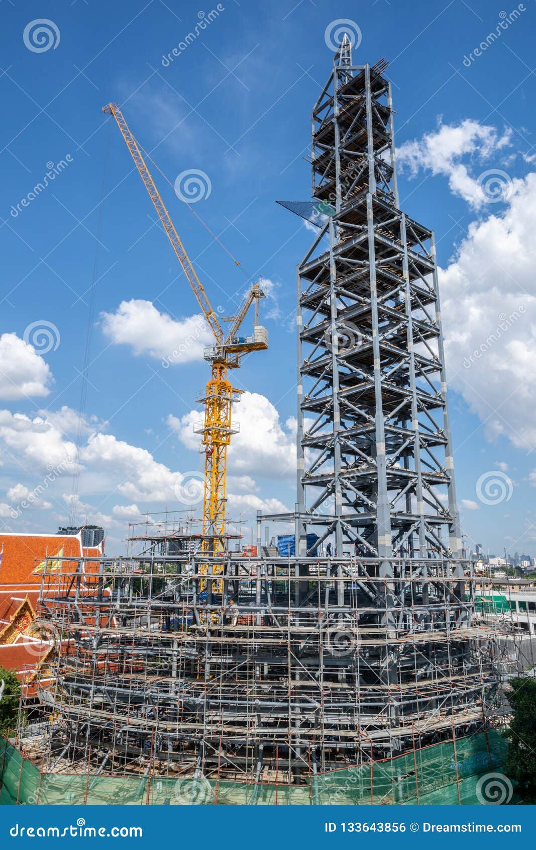 Construction of Building a Beautiful Sky Background. Stock Photo ...