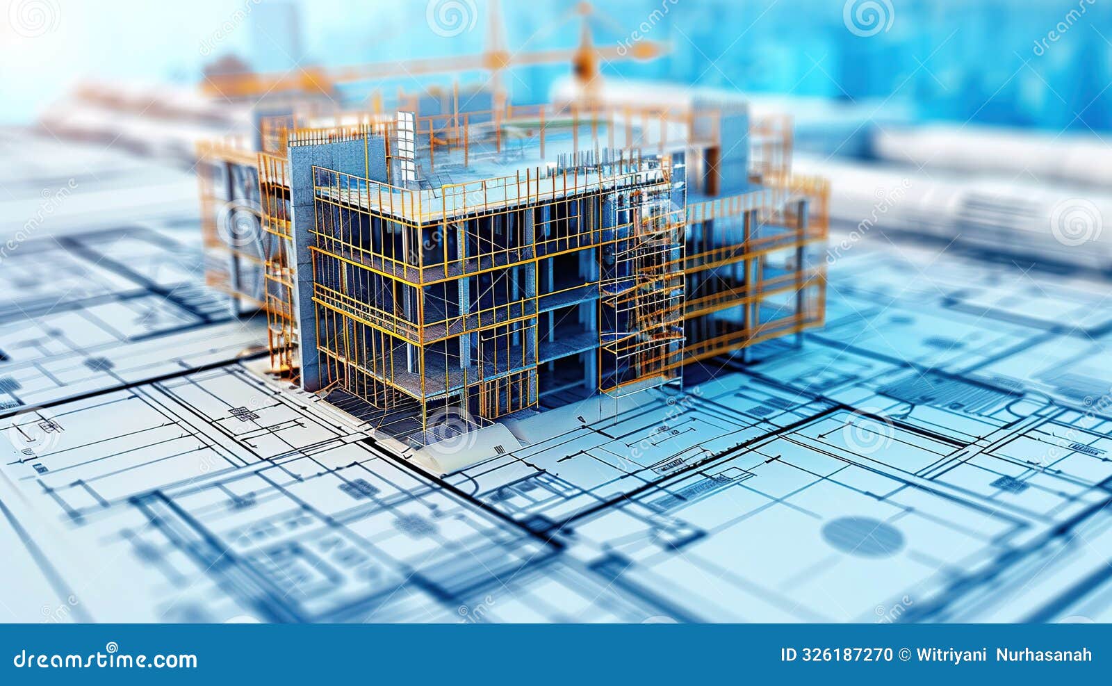 Construction Building Blueprint Stock Illustration - Illustration of ...