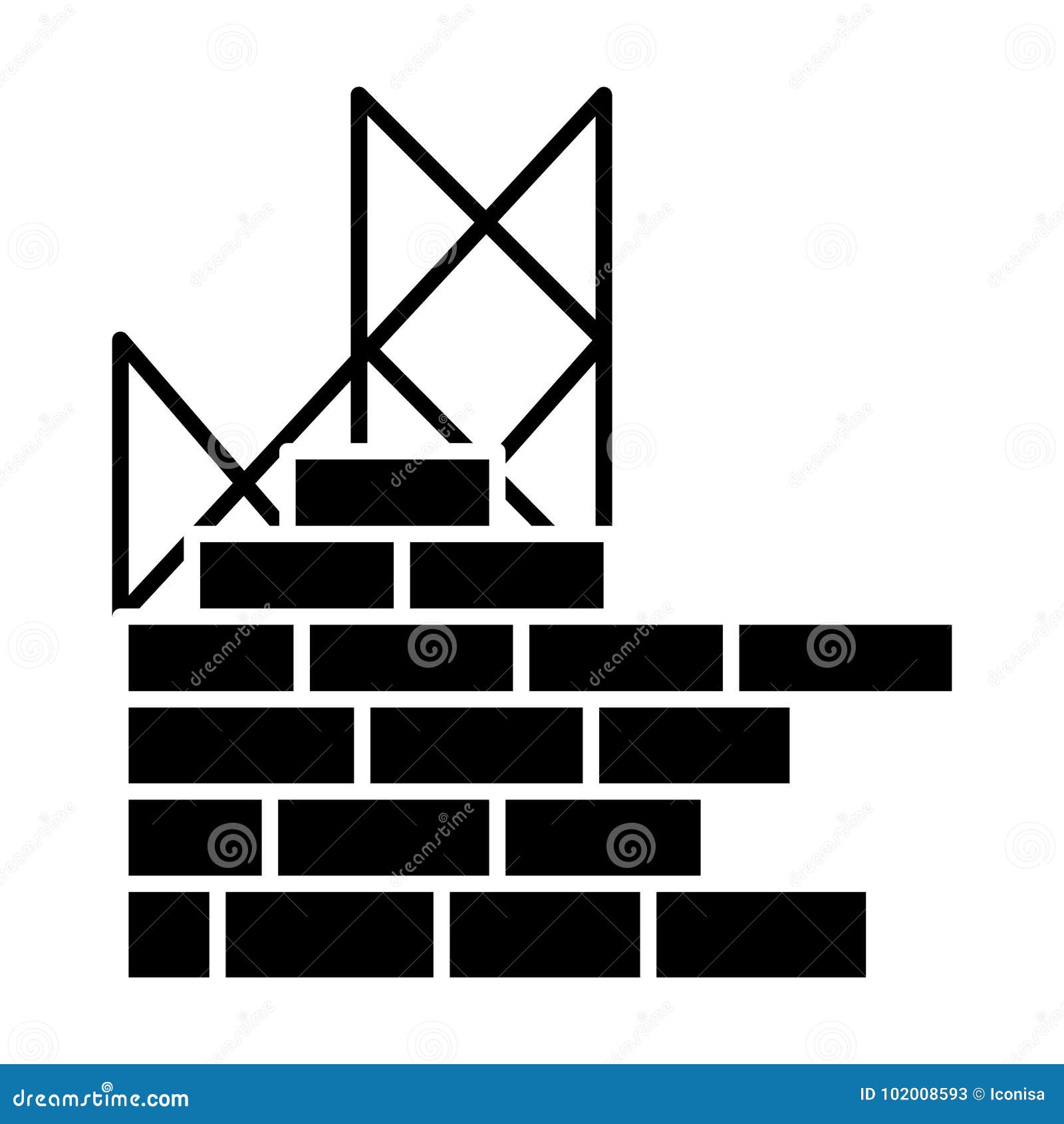 Construction Building Brick Wall Icon, Vector Illustration, Black Sign ...