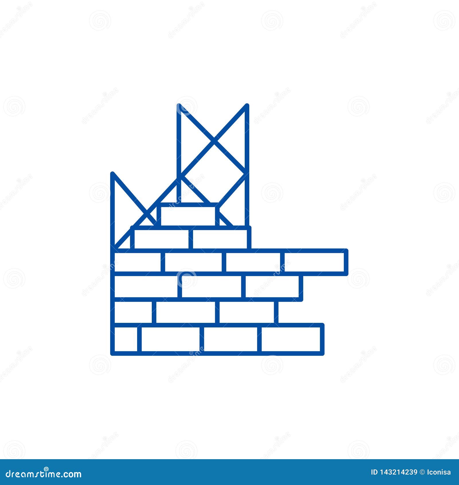Construction, Building Brick Wall Line Icon Concept. Construction ...
