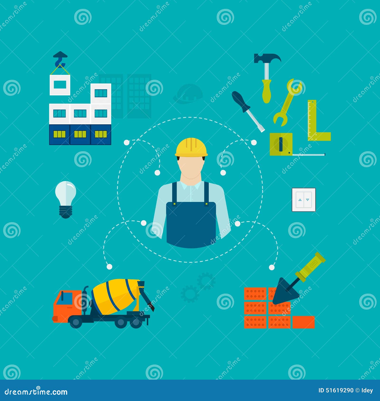 Construction of Building. Concept Vector Stock Vector - Illustration of ...