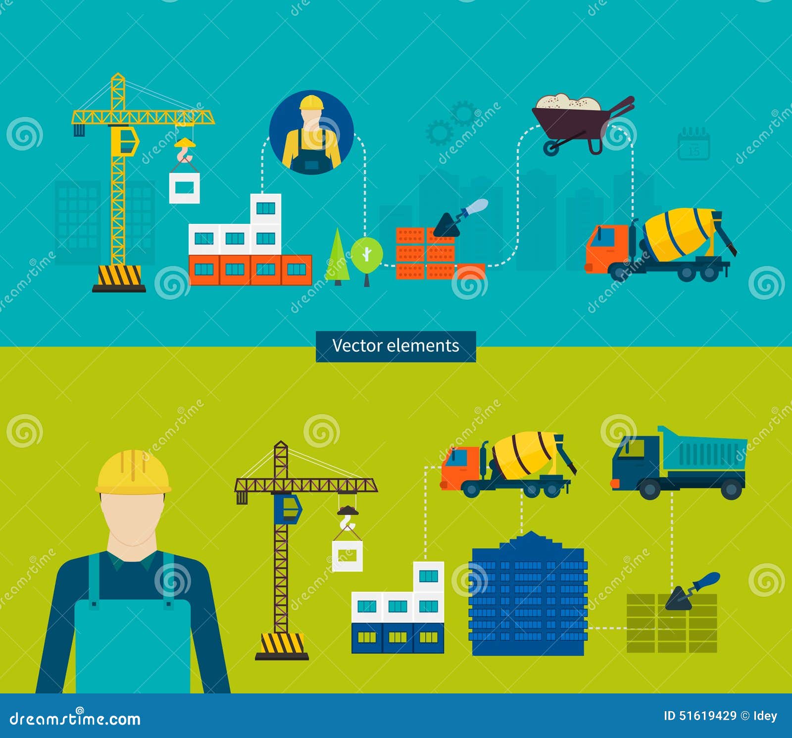 Construction of Building. Concept Vector Stock Vector - Illustration of ...