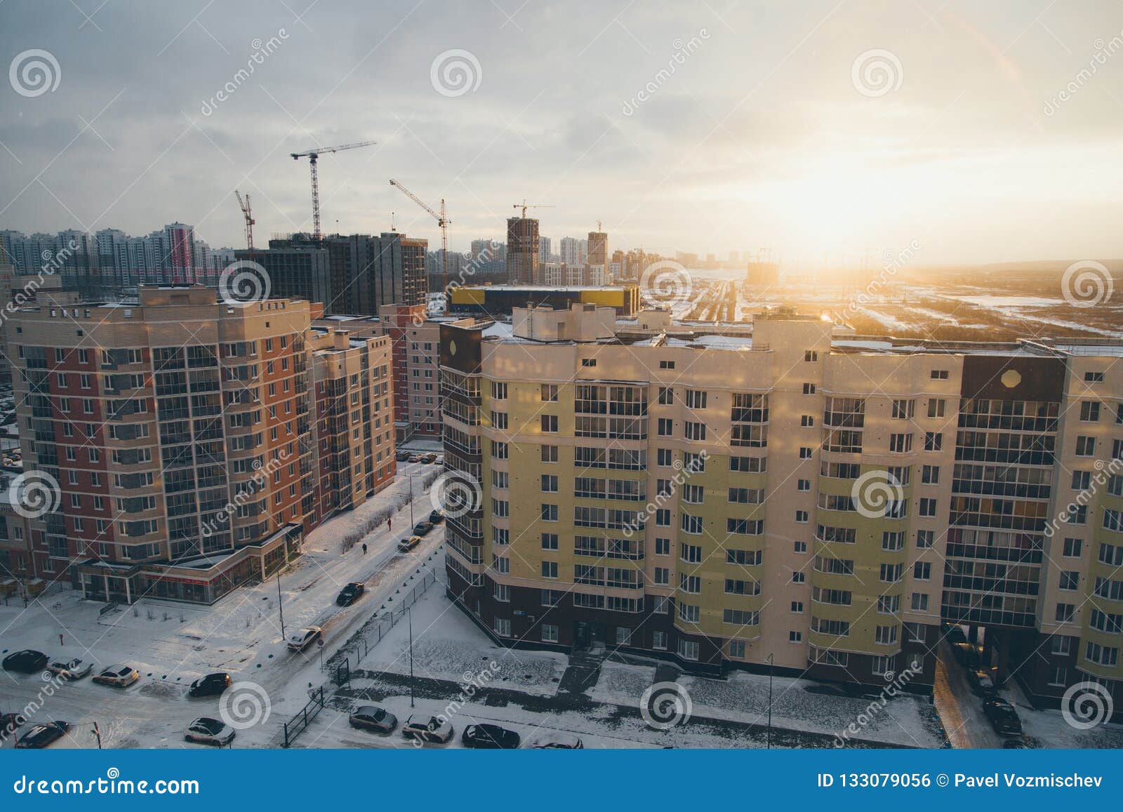 Construction of the Building at Dawn Stock Photo - Image of ...