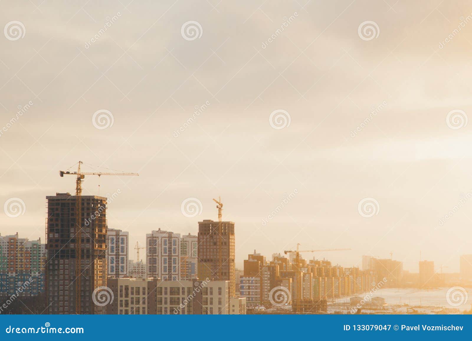 Construction of the Building at Dawn Stock Image - Image of skyscraper ...