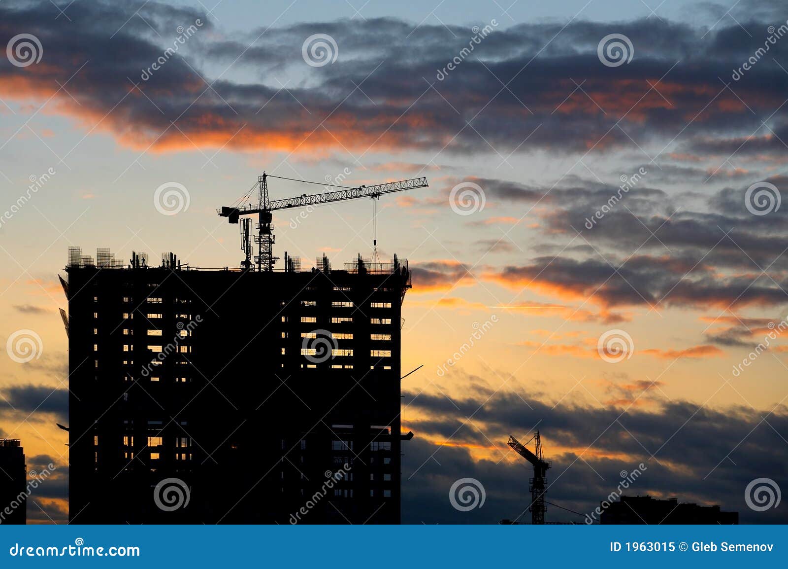 Construction of a Building on a Decline Stock Image - Image of cranes ...