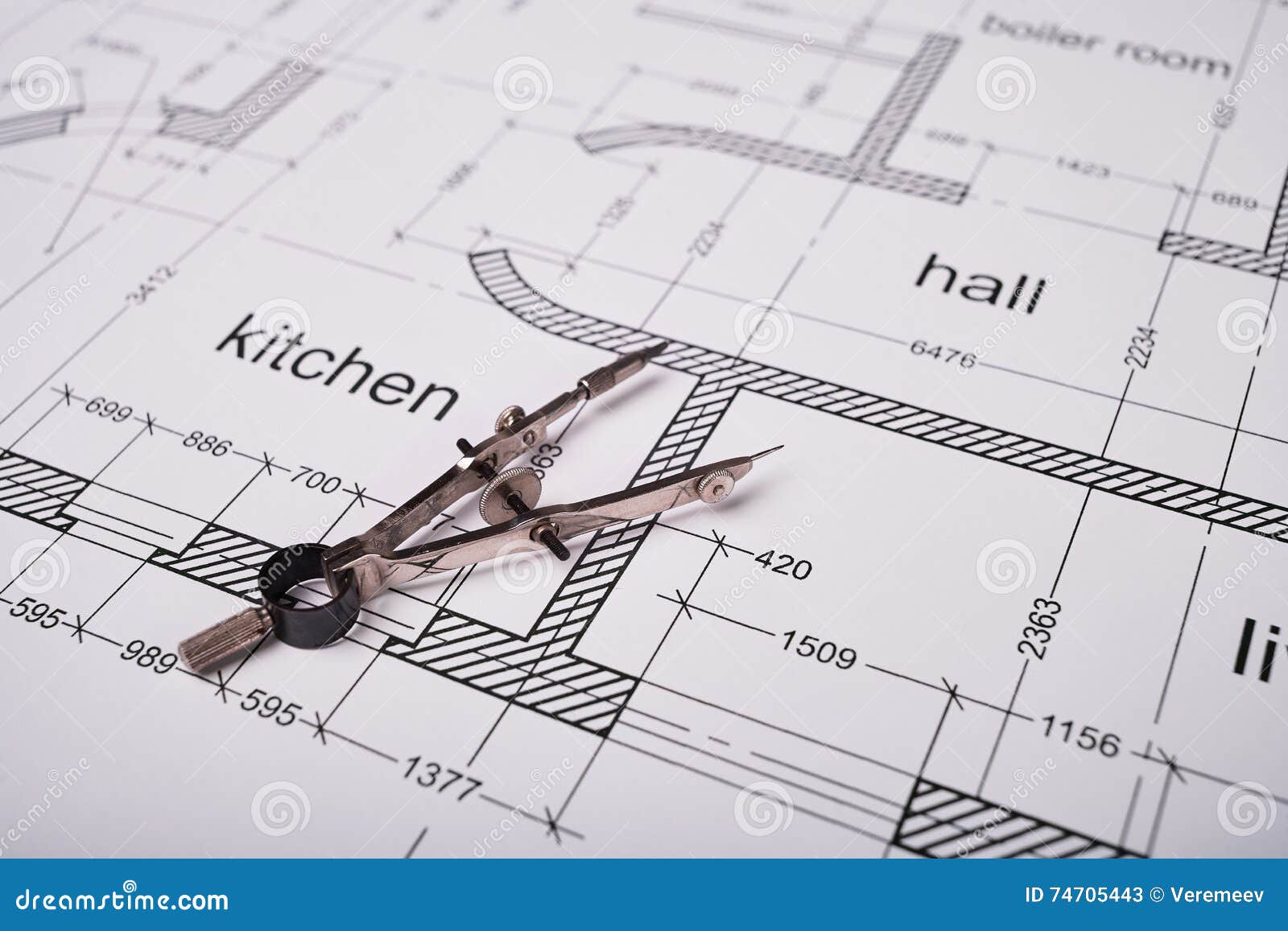 Construction of the Building and Drawing Compasses Stock Image - Image ...