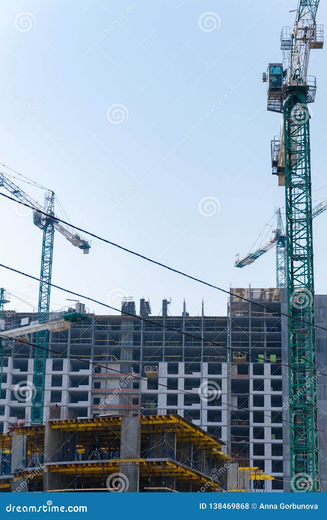 Construction of the Building, Erection of the Frame Stock Photo - Image ...