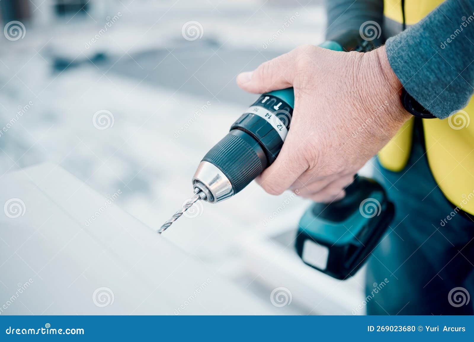 Construction, Building and Hands with a Driller for Architecture ...