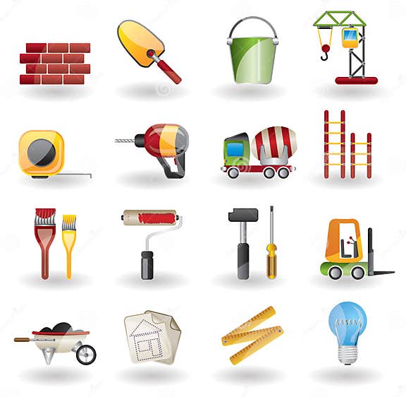 Construction and Building Icon Set. Stock Vector - Illustration of ...