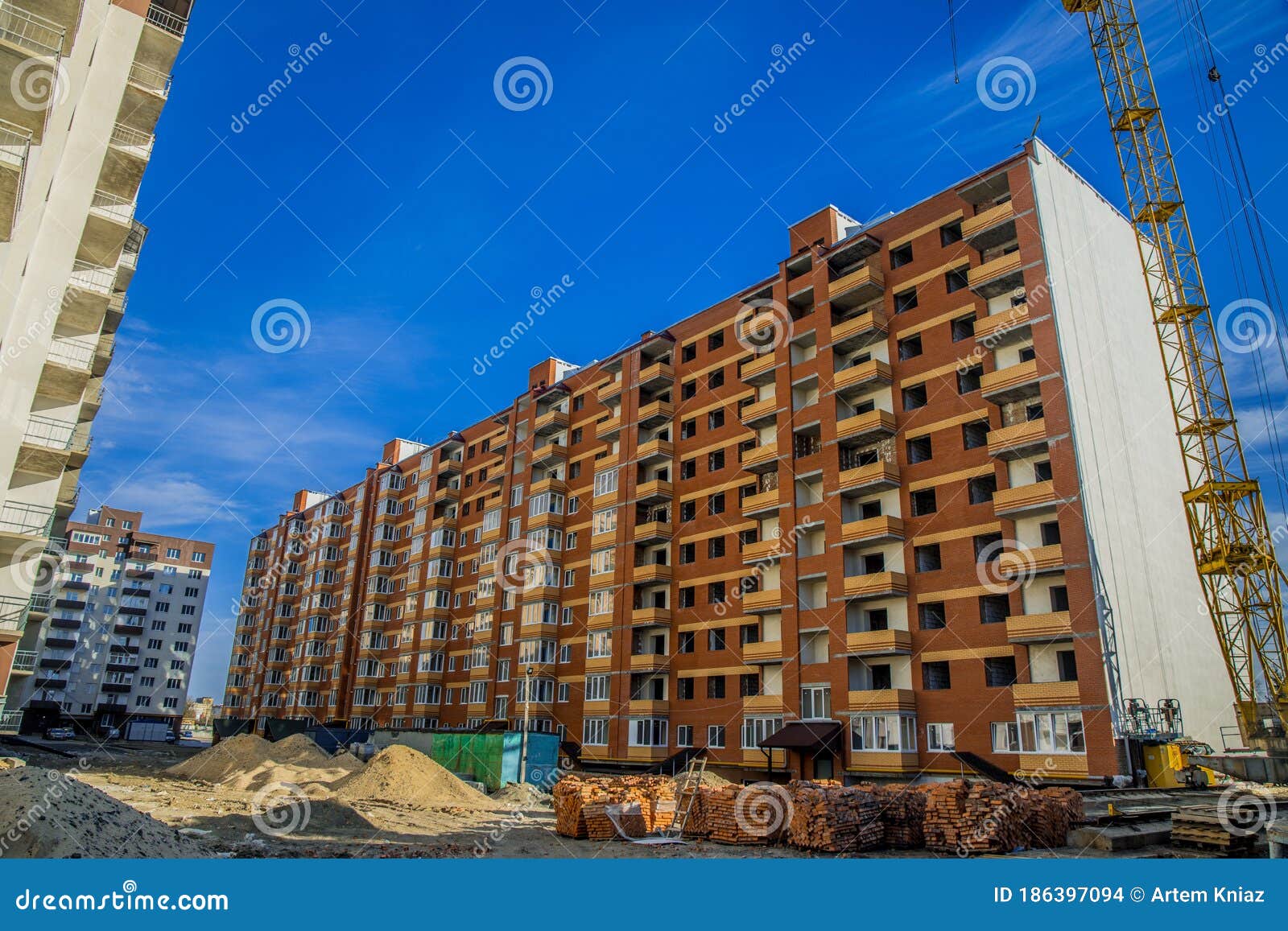 Construction Building Industry Area Brick Exterior Facade Shape and ...