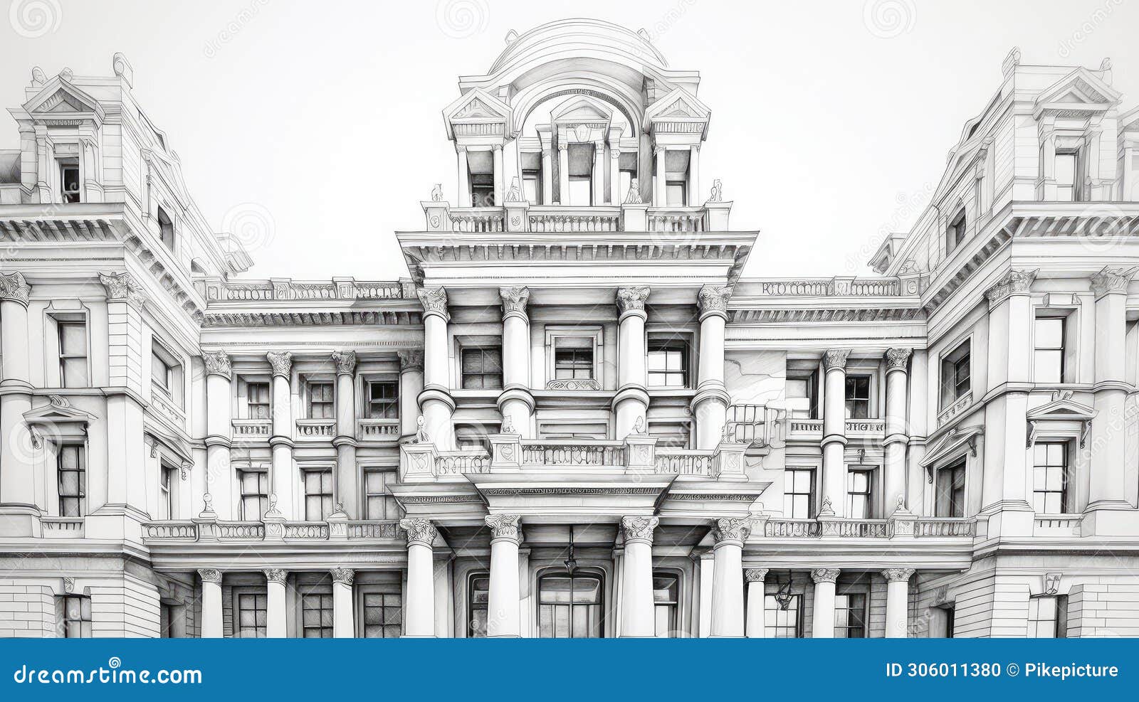 Construction Building Line Drawing Stock Illustration - Illustration of ...