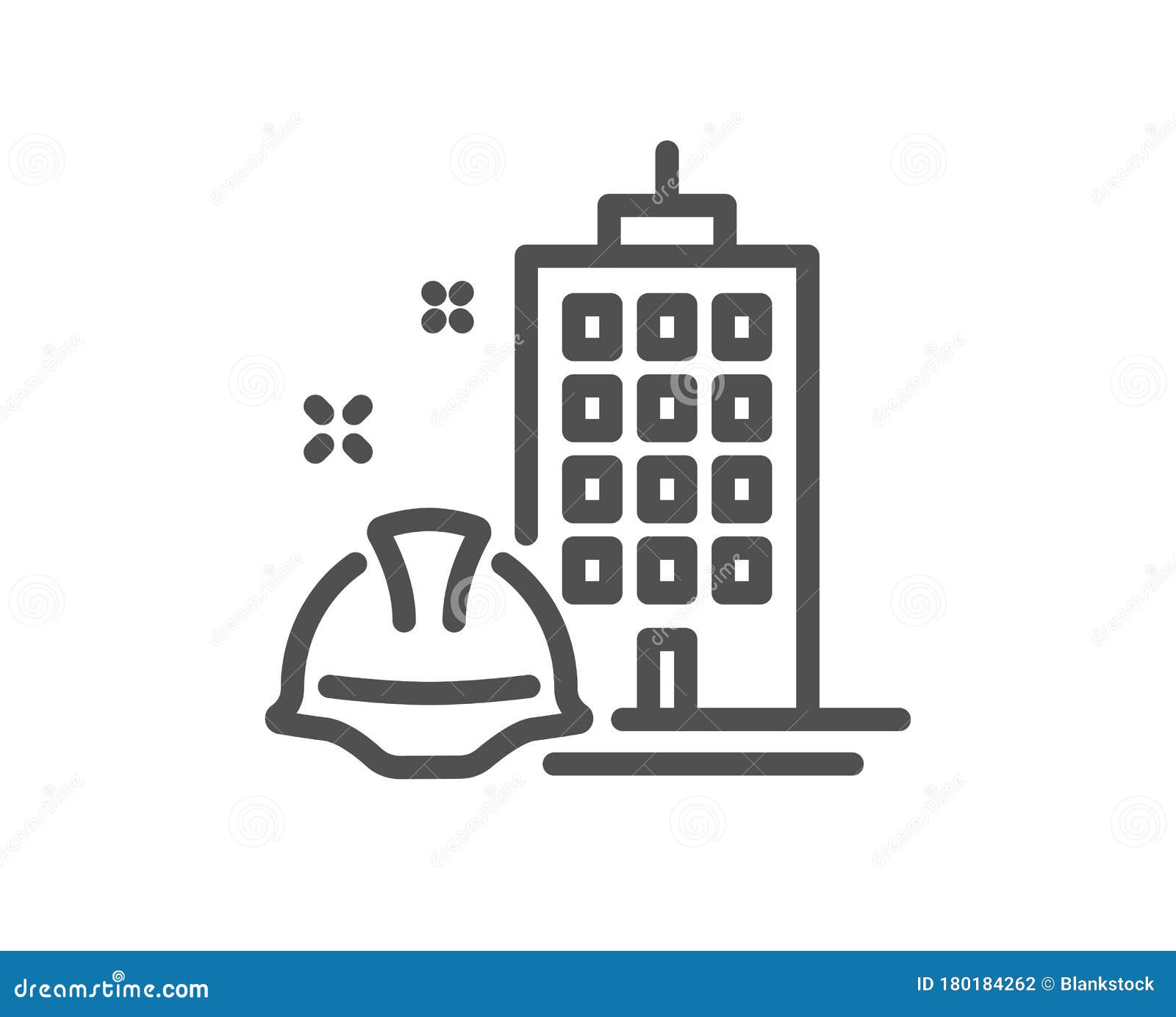 Construction Building Line Icon. Engineer or Architect Helmet Sign ...