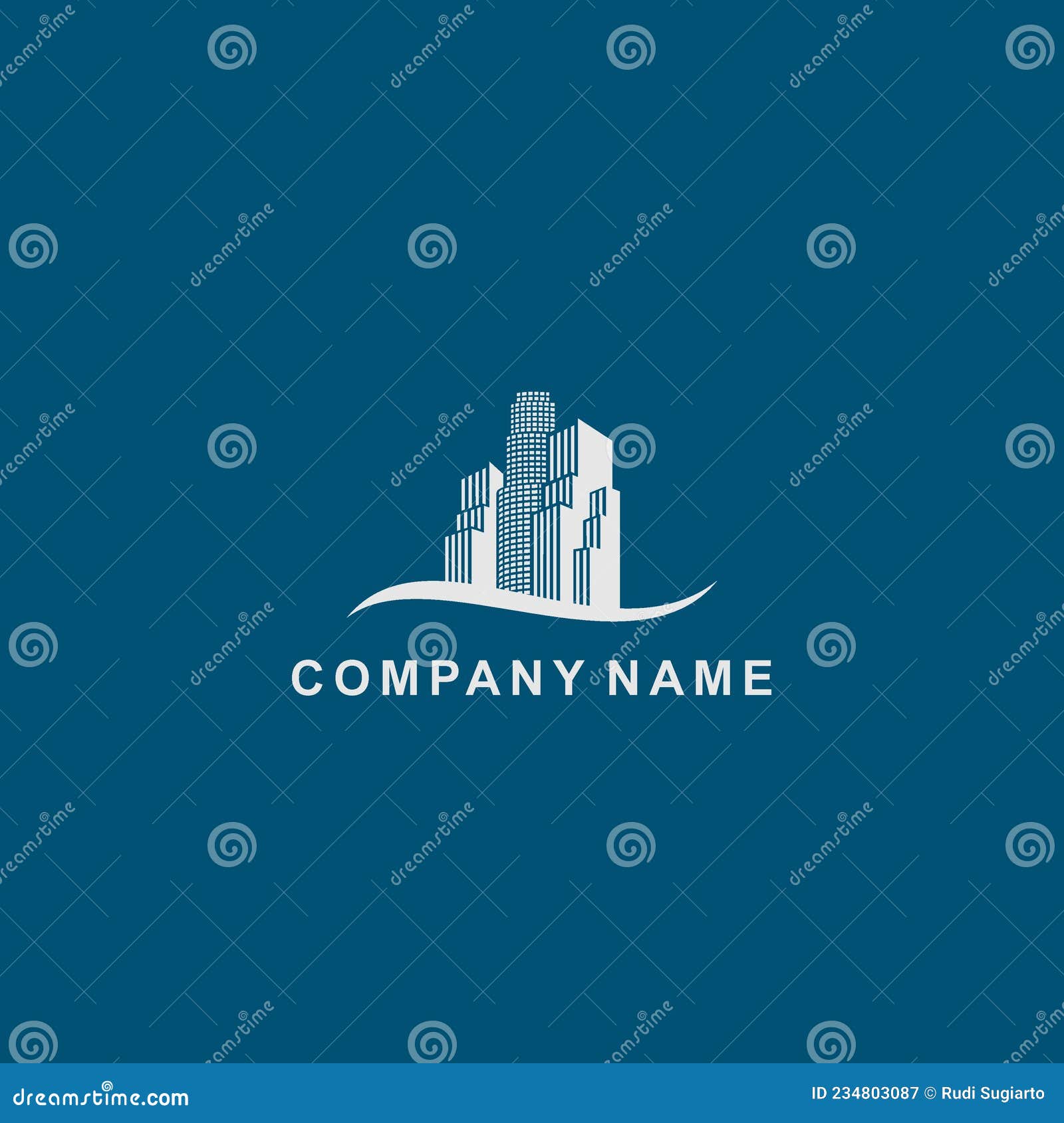 Construction Building Logo in Blue Background Stock Vector ...