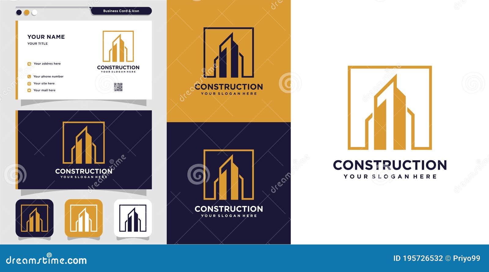 Construction or Building Logo and Business Card Design Premium Vector ...