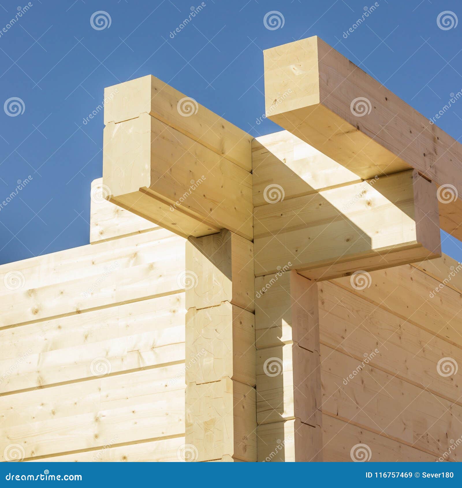 Construction of a Building Made of Glued Beams Stock Image - Image of ...