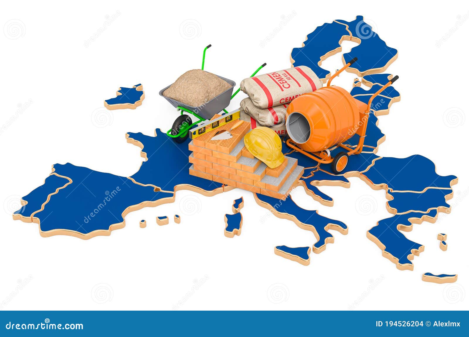 Construction and Building Materials in the European Union Concept, 3D ...