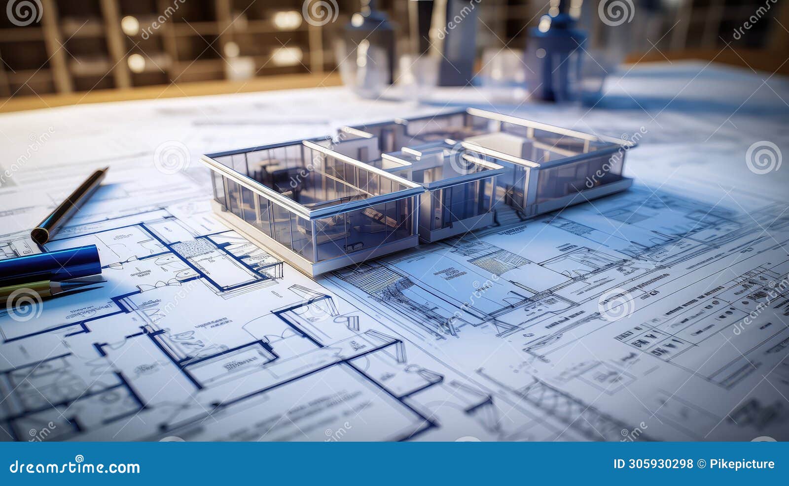 Construction Building Plans Stock Illustration - Illustration of ...